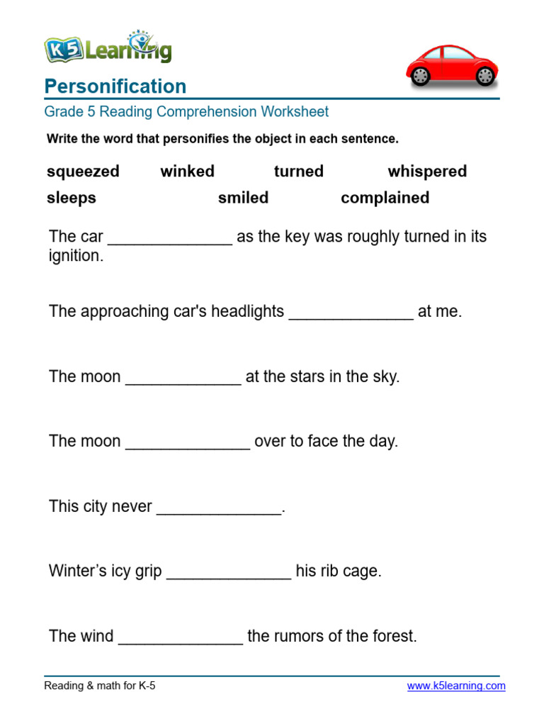 Grade 5 Personification 1 Pages - 1 | PDF