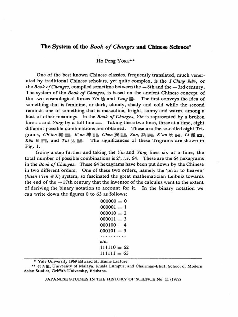 Ho Peng Yoke Yijing and Chinese Science | PDF | Yin And Yang | Alchemy