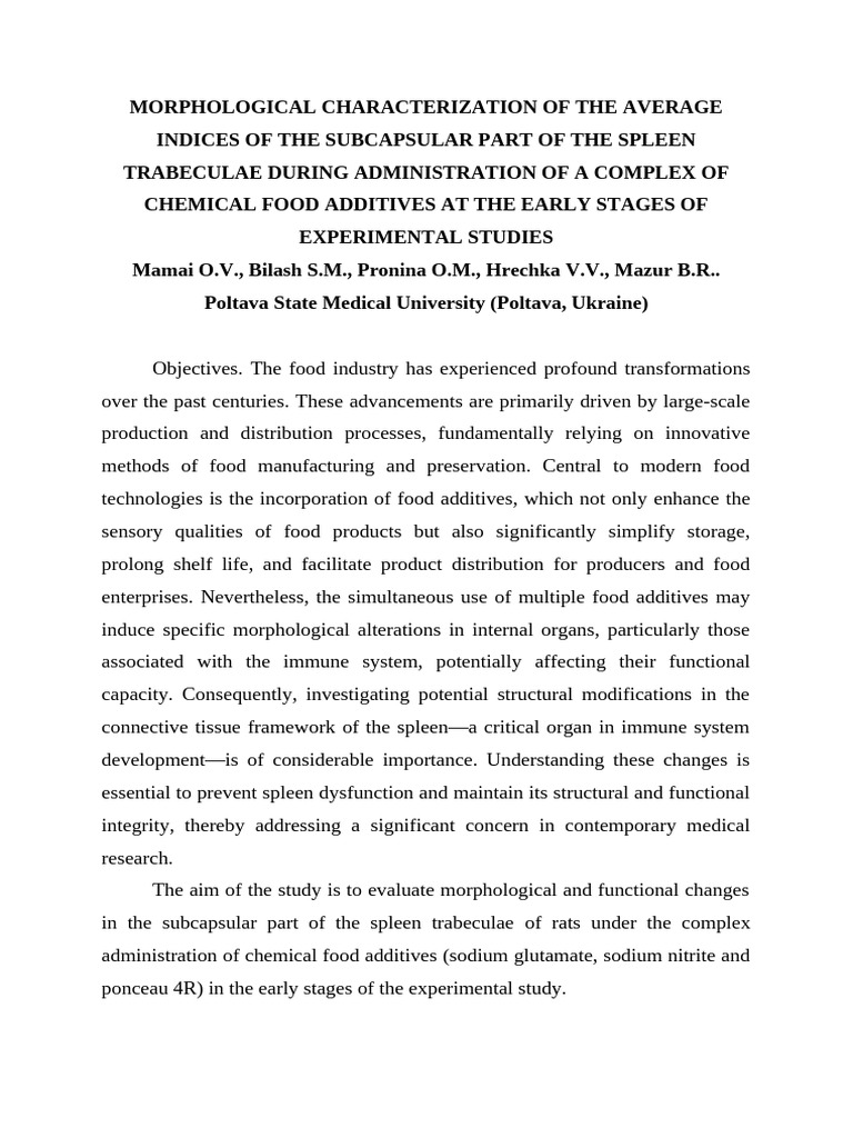 Mamai Thesis Spleen Trabeculae | PDF | Histology