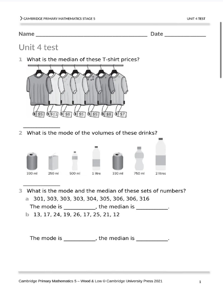 Math Stage 5 Unit 3 Test | PDF