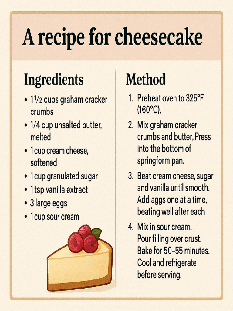 Cheesecake Recipe | PDF