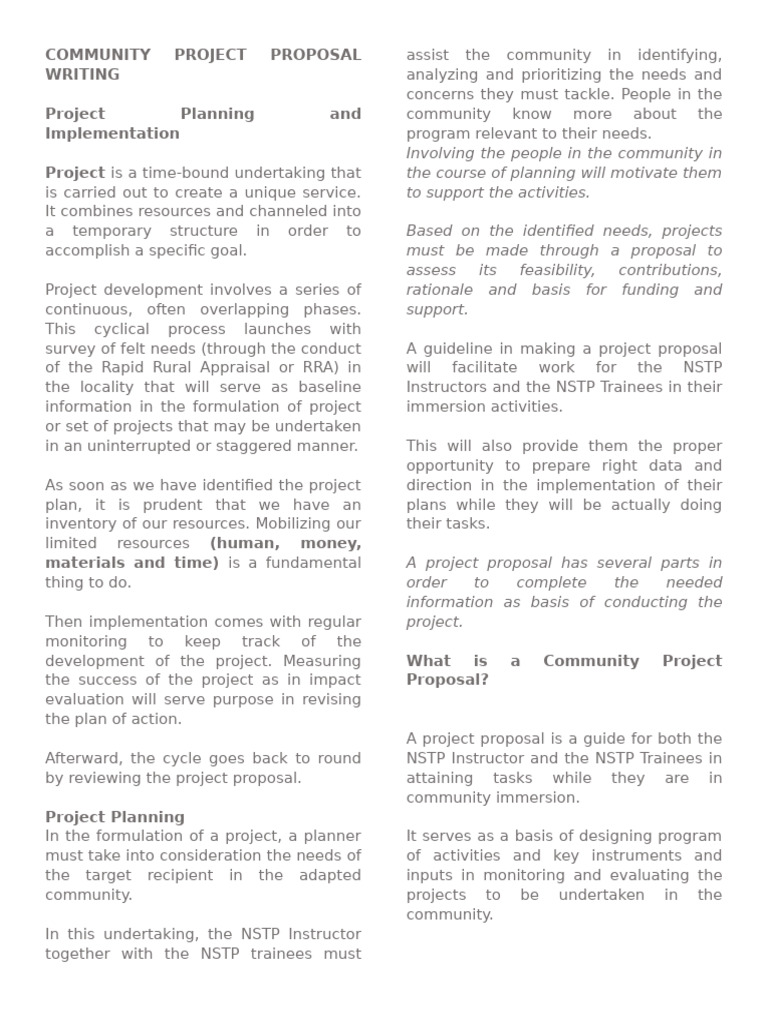COMMUNITY PROJECT PROPOSAL and Monitoring Evaluation | PDF | Evaluation | Attitude (Psychology)