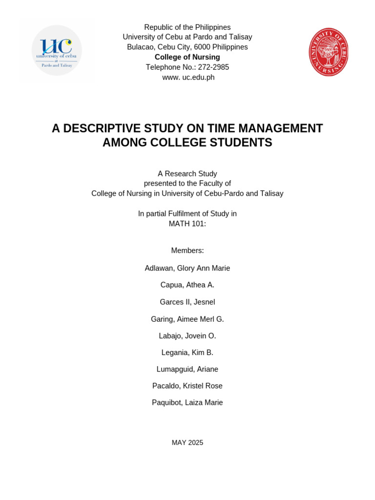 Group 4 Thesis (A Descriptive Study On Time Management Among College ...