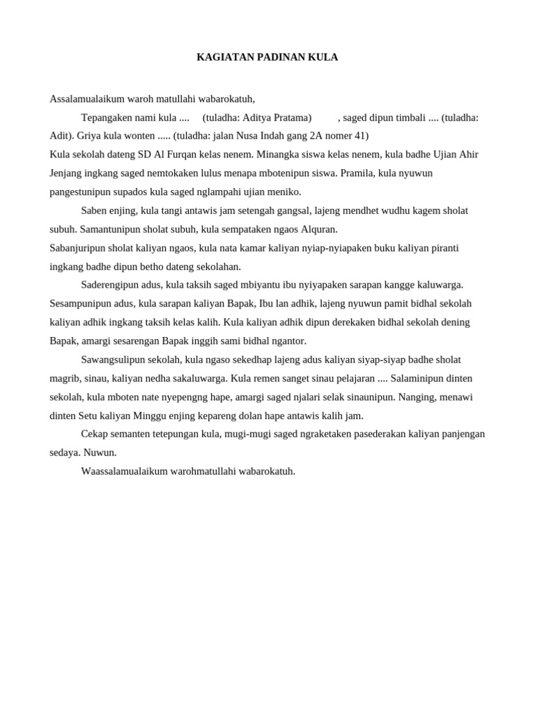 KAGIATAN PADINAN KULA | PDF