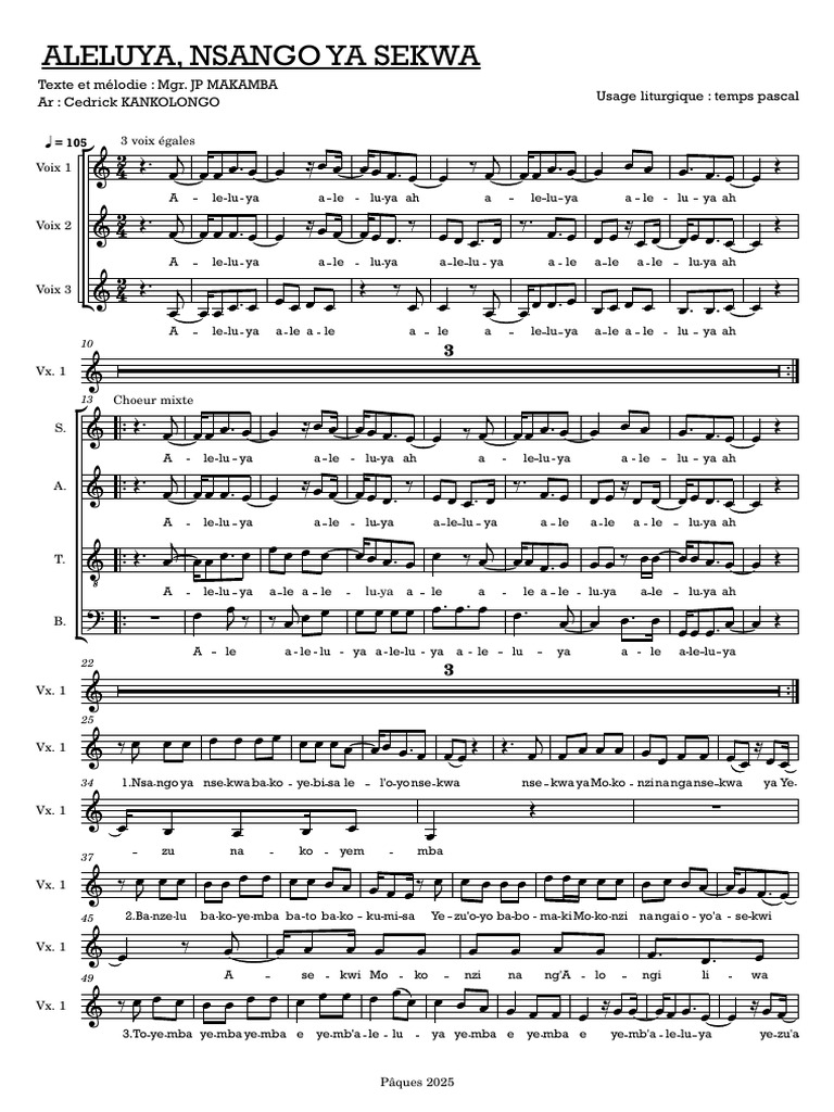 ALELUYA, NSANGO YA SEKWA - MGR J.P Makamba | PDF
