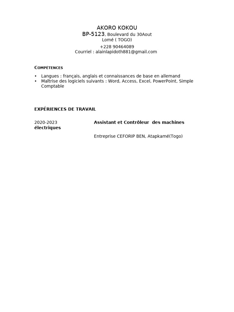 Modèle de CV avec compétences clés | PDF