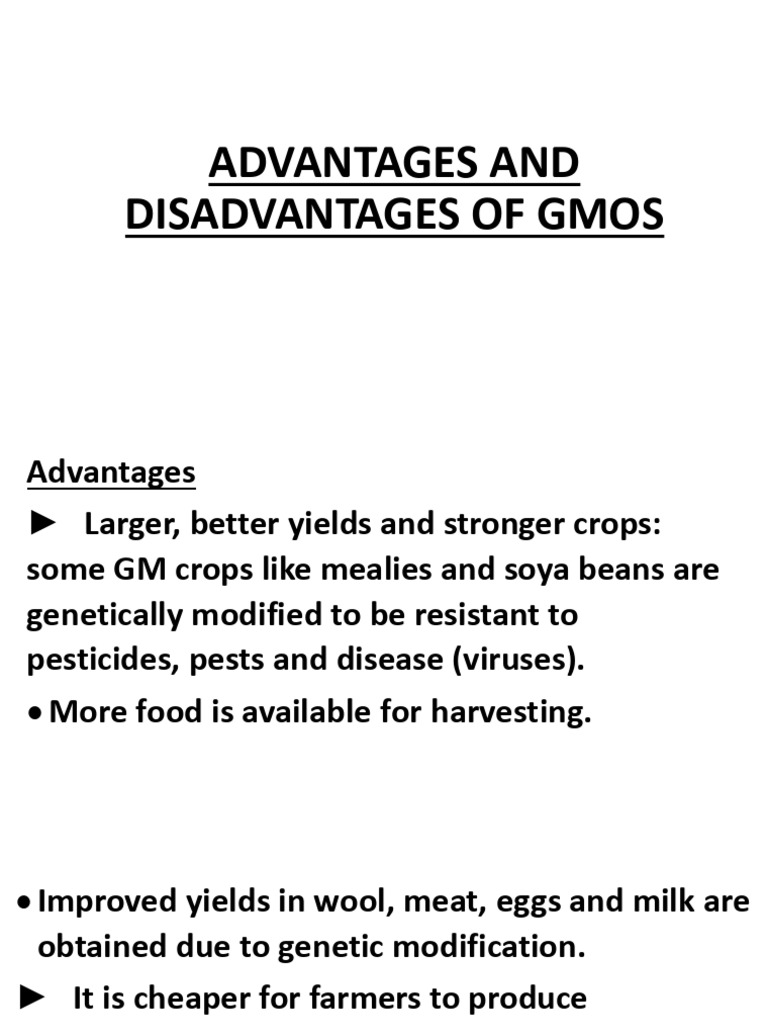 Lesson 42 Advantages and Disadvantages of Gmos - Copy | PDF ...