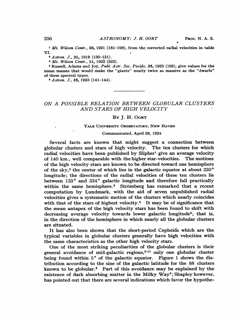 Oort J. H. - On A Possible Relation Between Globular Clusters and Stars ...