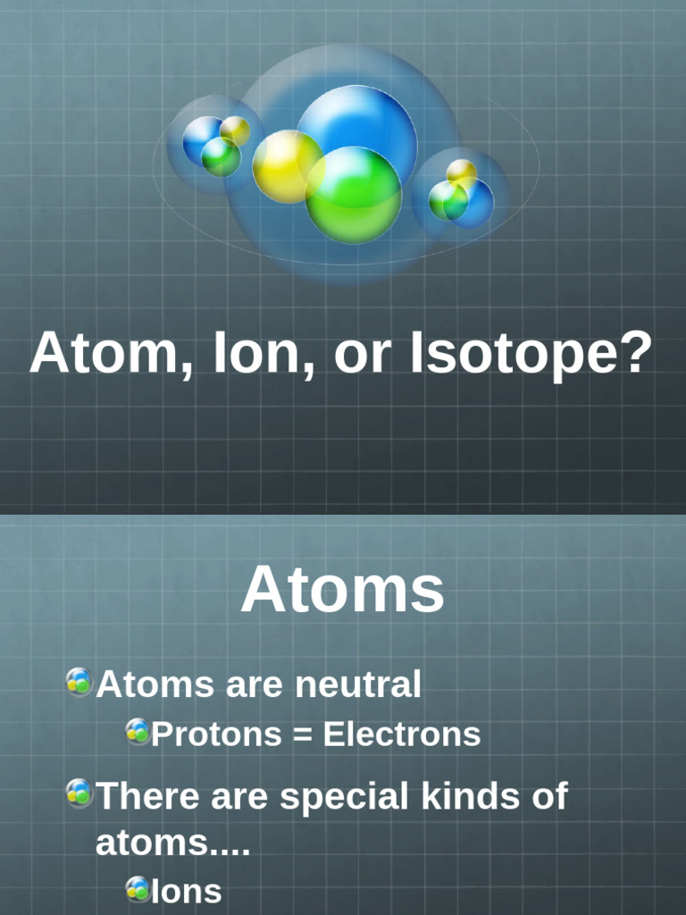 Atom Ion or Isotope | PDF