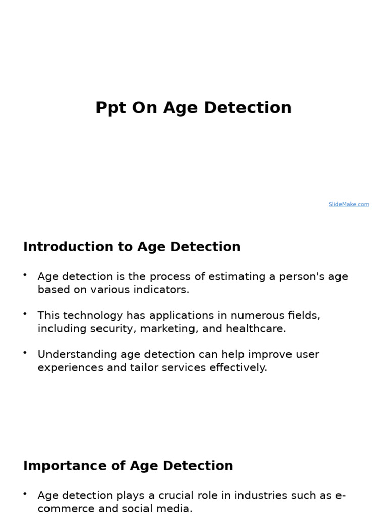 Ppt on Age Detection | PDF | Machine Learning | Cognitive Science