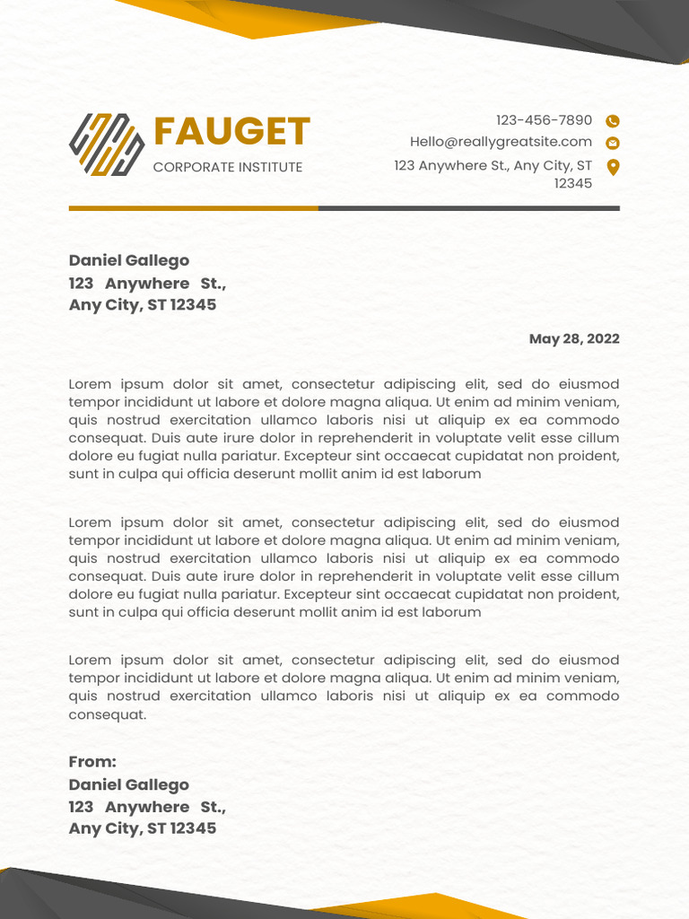 White and Gold Modern Corporate Institute Letterhead | PDF
