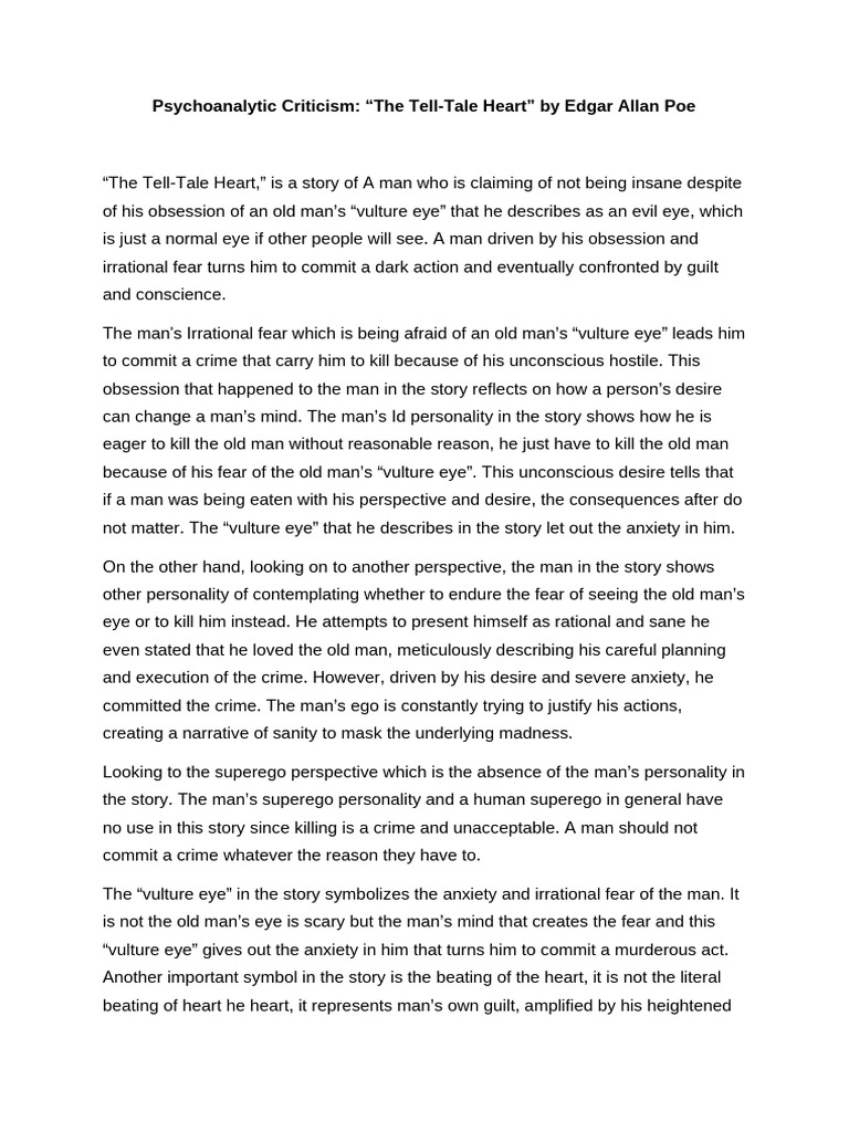 The Tell-Tale Heart by Edgar Allan Poe | PDF | Psychology