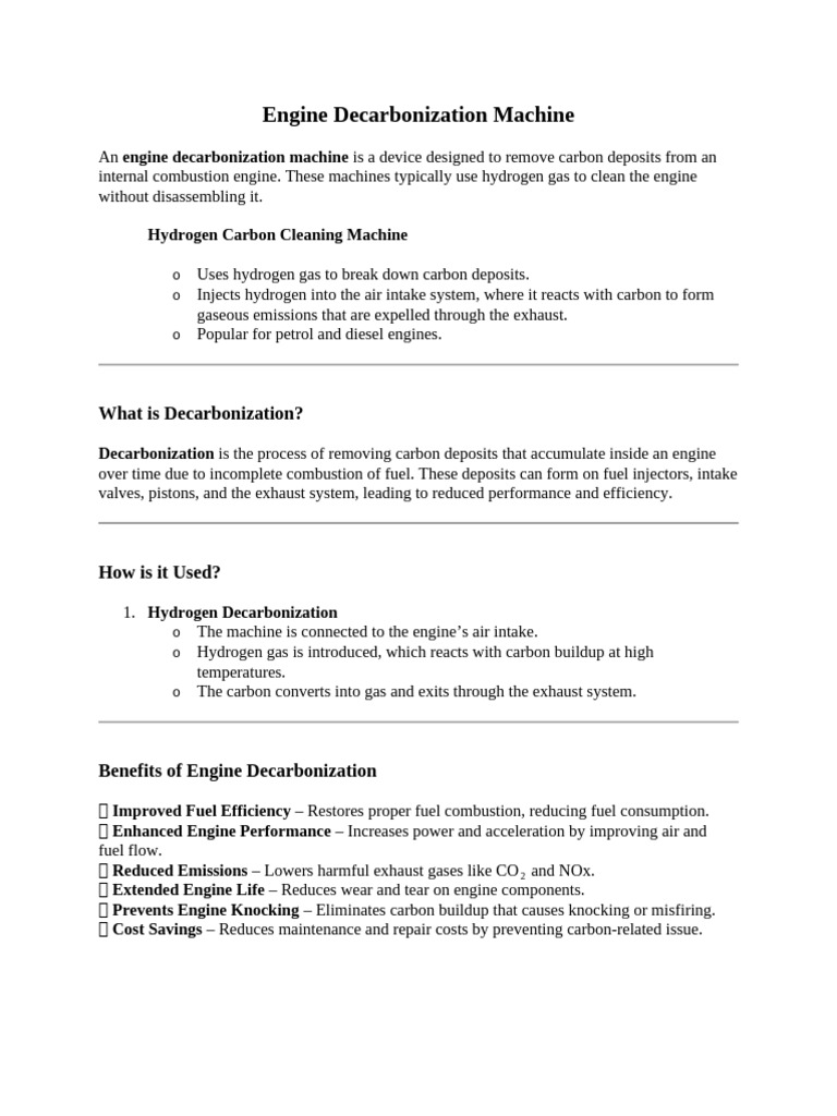 Engine Decarbonization Machine | PDF