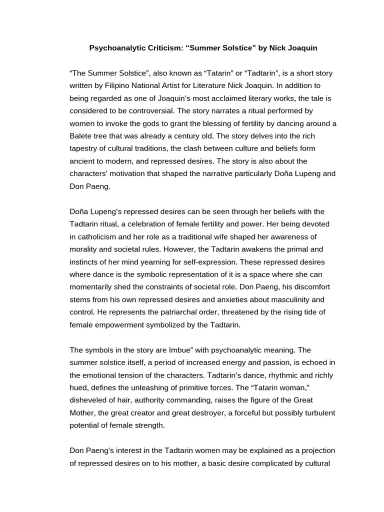 Summer Solstice by Nick Joaquin | PDF | Psychology | Behavioural Sciences