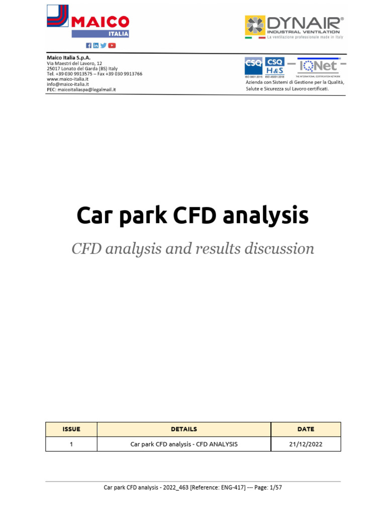 Car Park CFD Analysis - Maico Italia | PDF | Computational Fluid Dynamics | Ventilation ...