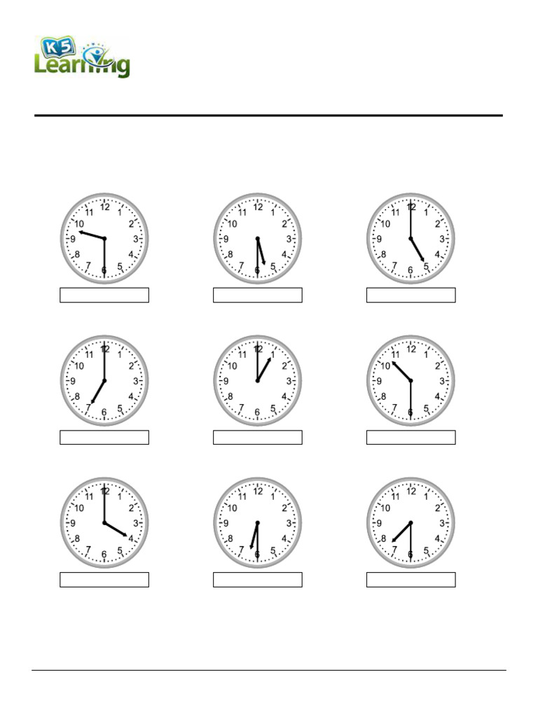 Grade 1 Telling Time Half Hours F | PDF