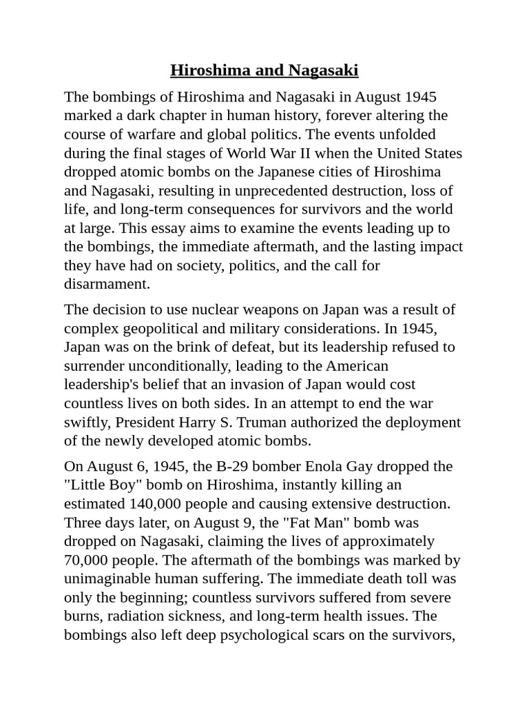 Hiroshima and Nagasaki | PDF