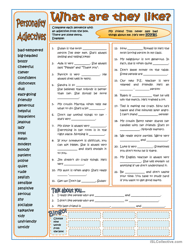 Personality Adjectives | PDF