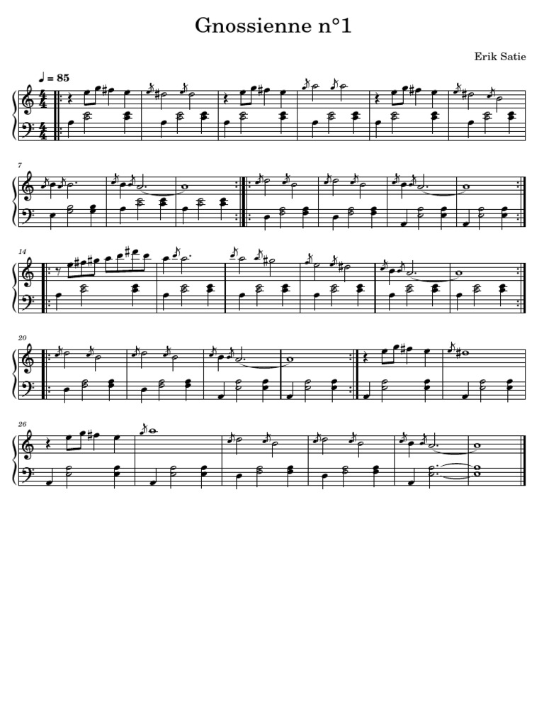 Erik Satie - Gnossienne N°1 | PDF | Compositions | Instrumental Solo Pieces