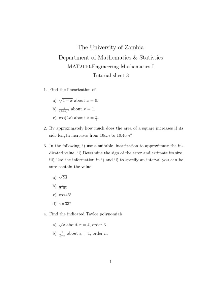 Tutorial Sheet 3 | PDF