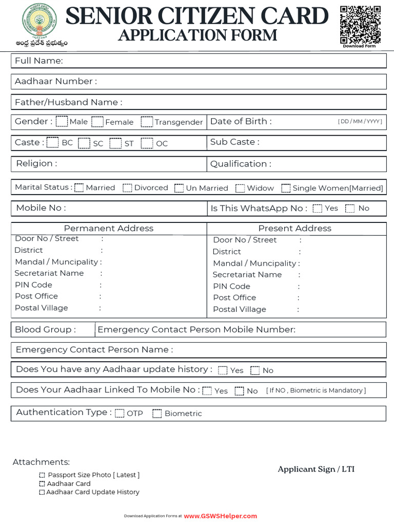 Senior Citizen Card Application Form GSWSHelper | PDF | Authentication ...