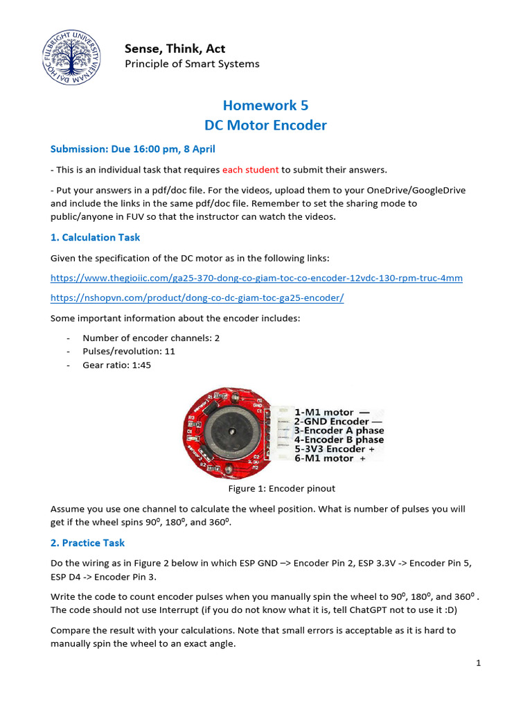 Homework 5 - DC Motor Encoder | PDF