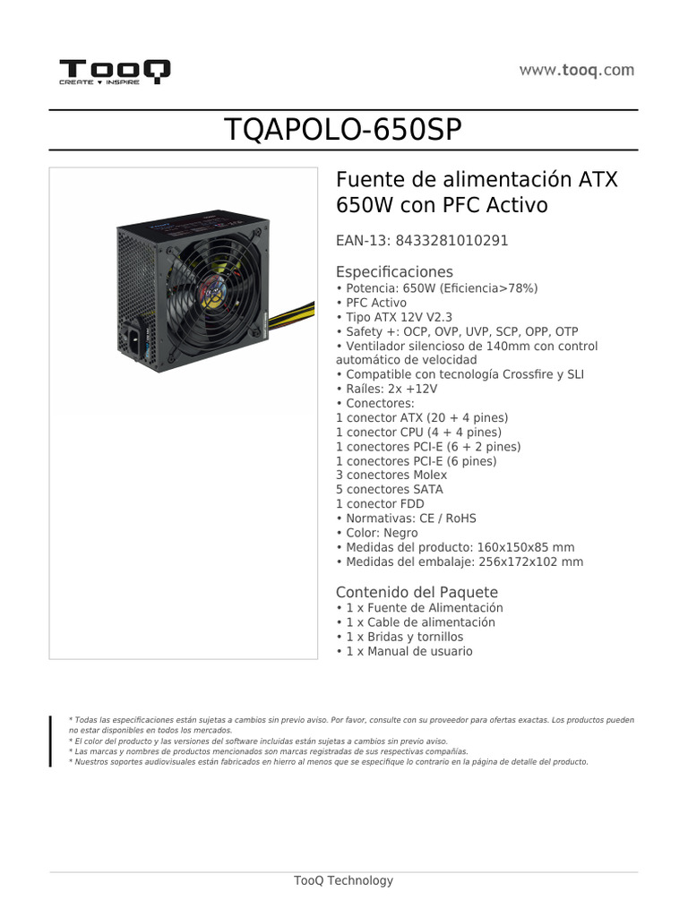 Tqapolo 650SP | PDF | Ingeniería Informática | Bienes manufacturados