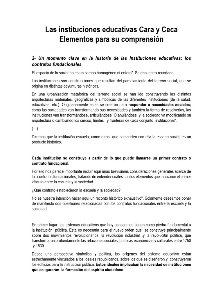 01 El Contrato Fundacional - CARA Y CECA | PDF | Plan de estudios | Institución