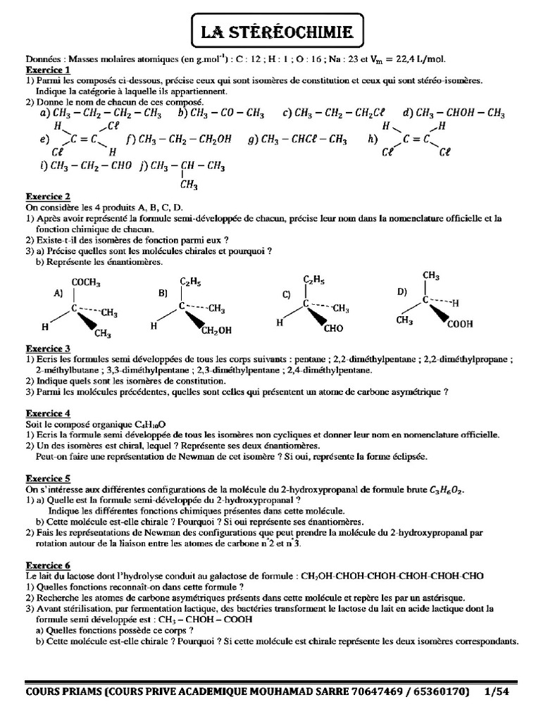 Exos Chimie Cours PRIAMS-1 | PDF