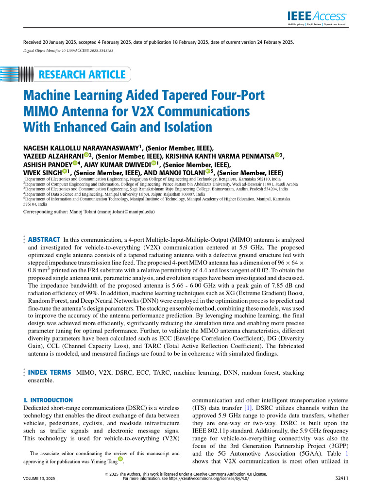 Machine Learning Aided Tapered Four-Port MIMO Antenna For V2X ...