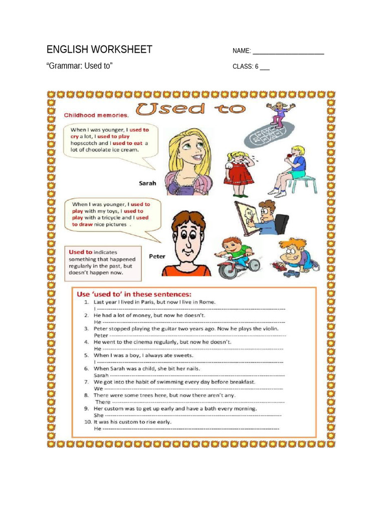 Used To Worksheet | PDF