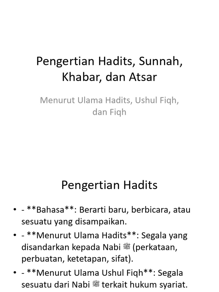 Pengertian Hadits Sunnah Khabar Atsar | PDF