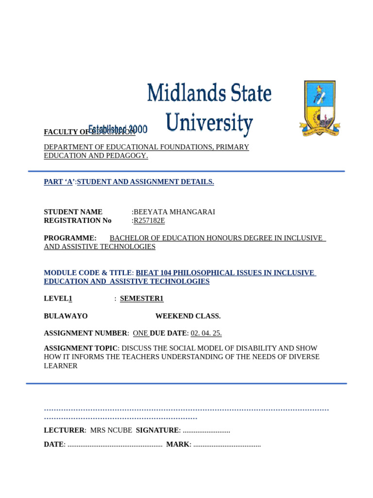 Social Model of Disability in Education | PDF | Disability | Inclusion ...