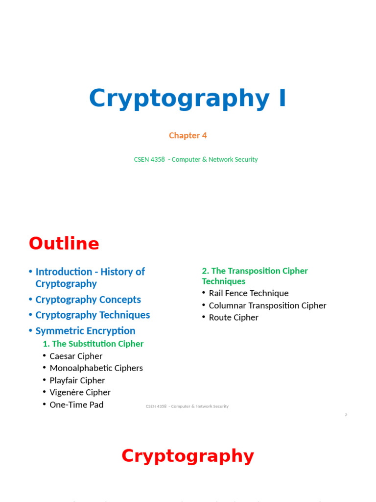 Lect 4 - Cryptography I | PDF | Cryptography | Public Key Cryptography