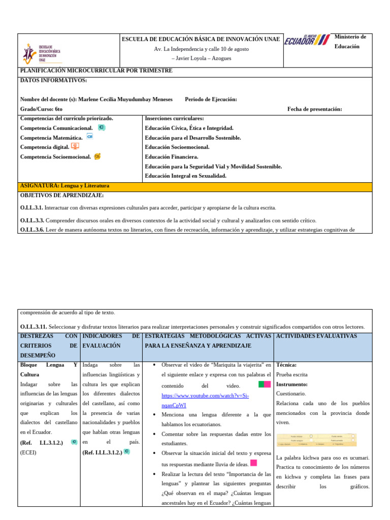 Lengua Segundo Trimestre | PDF | Verbo | Plan de estudios