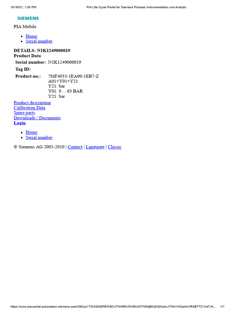 PIA Life Cycle Portal For Siemens Process Instrumentation Und Analytic ...
