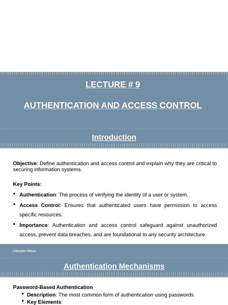 Lecture#9- Authentication and Access Control (1) | PDF | Authentication | Access Control