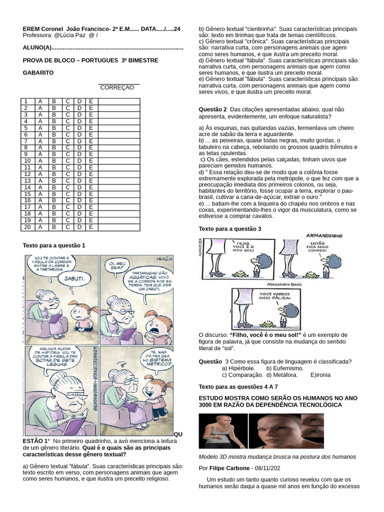 Prrova de Blooco 1 Pronta Para Imprimir | PDF | Realismo (artes ...