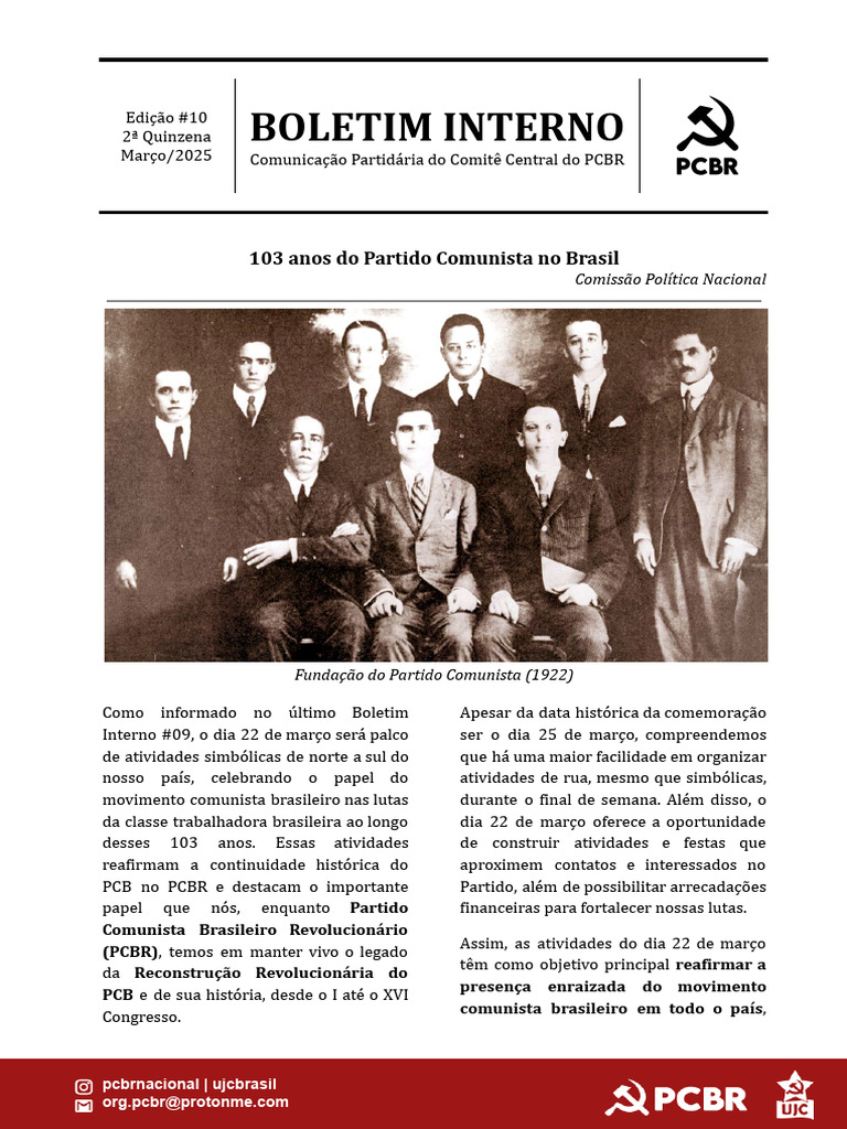 103 Anos do PCBR: Atividades e Lutas | PDF | Jornalismo | Brasil