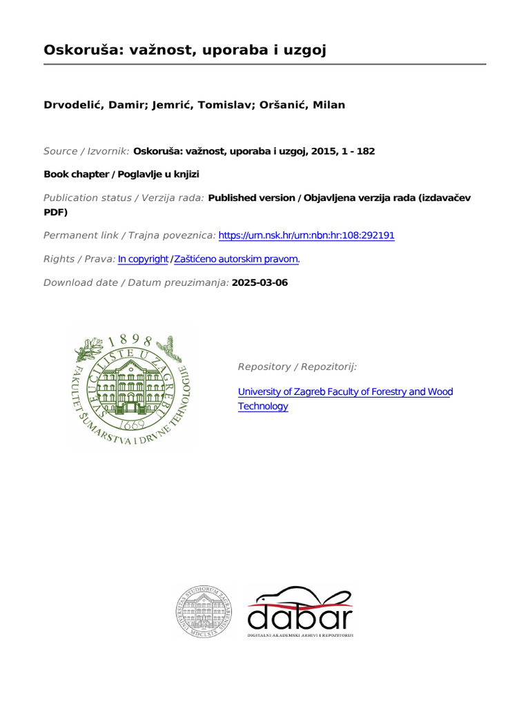 Drvodelic 2015 Oskorusa - Vaznost - Uporaba - I - Uzgoj Sumfak - 1208 ...