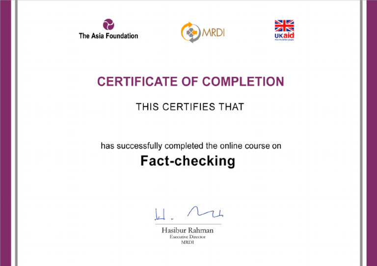Fack Checking Certificate | PDF