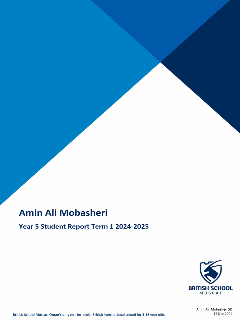 Amin Ali Mobasheri: Year 5 Student Report Term 1 2024-2025 | PDF ...