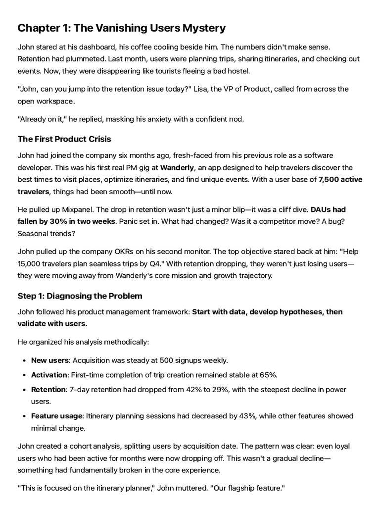 Chapter 1 - The Vanishing Users Mystery | PDF | Usability | Risk
