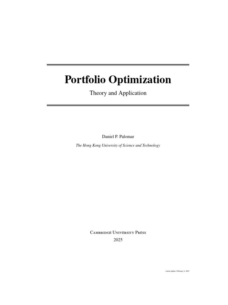 Portfolio Optimization Book | PDF | Mathematical Optimization | Modern ...