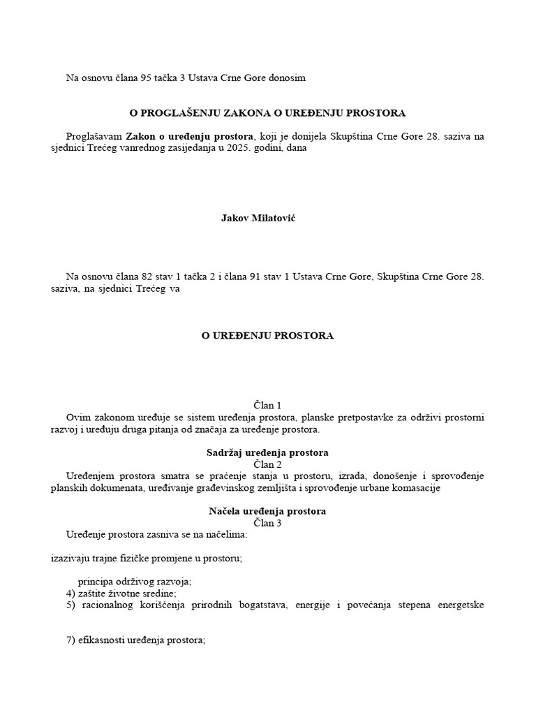 Zakon o uredjenju prostora_mart2025 | PDF
