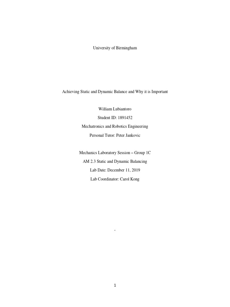 Static and Dynamic Balancing | PDF | Force | Rotation