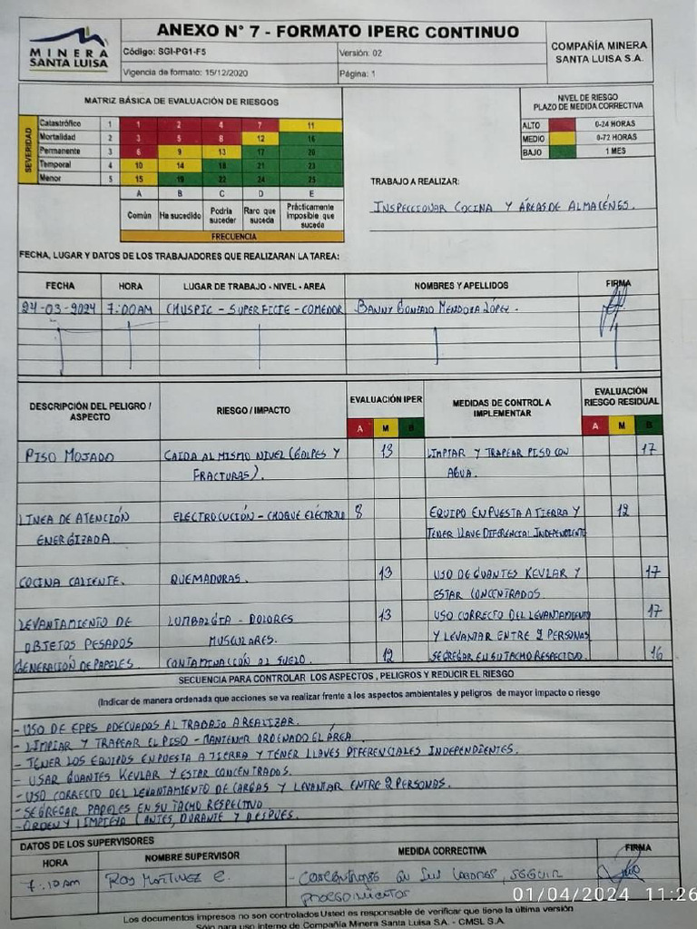 IPERC CONTINUO MARZO 2024 | PDF
