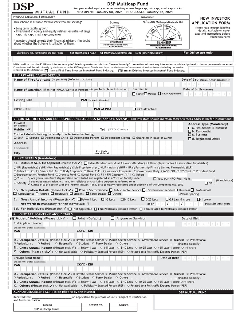 DSP - Multicap Fund Form-ARN-110384 | PDF | Financial Services | Business