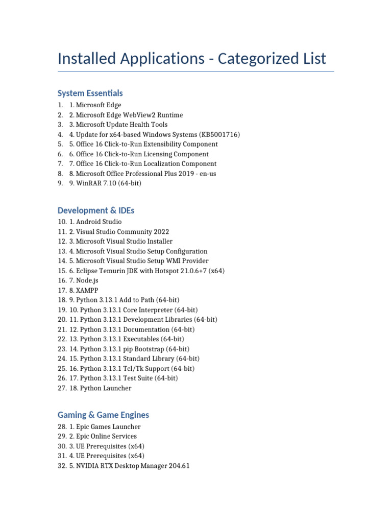 Installed Applications List | PDF | Python (Programming Language) | Microsoft Windows