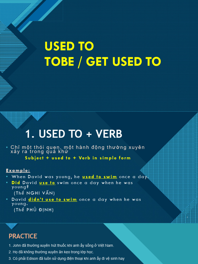 Used To Tobe / Get Used To: Click To Edit Master Title Style | PDF